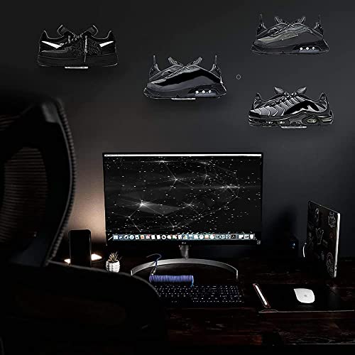NC Floating Shoe Display Shelf for Wall Mount,Levitating Shoe Rack for Wall-Clear Acrylic Floating Shelves for Showcase Sneaker Collection (Set of 6)