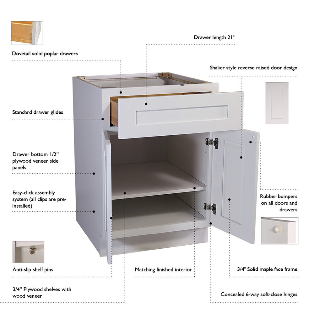 Brookings Shaker Unassembled Wall Kitchen Cabinet W2736, 27 W x 12 D x 36 H, Painted White, Solid Wood, Design House, 543140