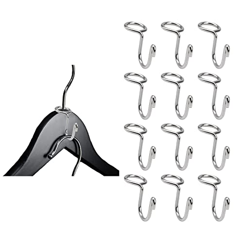 MOROBOR 12Pack Clothes Hanger Connector Hooks, Stainless Steel Stable Hanger, Silver Metal Outfit Hangers Extender Clips Mini Cascading Hanger Hooks Suitable for Closet Organizer and Storage