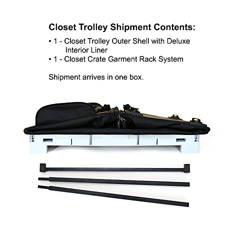 Closet Trolley Collapsible Rolling Dance Bag w/No-Lean Garment Rack - BLACK