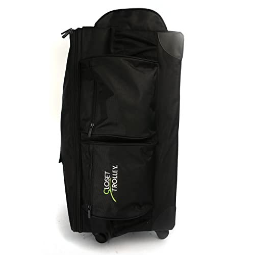 Closet Trolley Collapsible Rolling Dance Bag w/No-Lean Garment Rack - BLACK