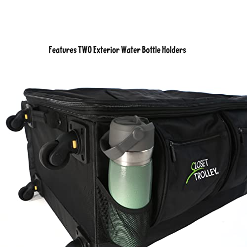 Closet Trolley Collapsible Rolling Dance Bag w/No-Lean Garment Rack - BLACK