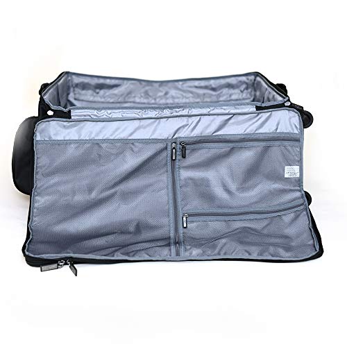 Closet Trolley Collapsible Rolling Dance Bag w/No-Lean Garment Rack - BLACK
