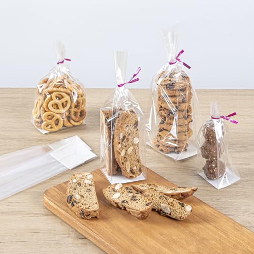 Restaurantware Flat Bottom Heat Seal Sandwich Bags Heat Sealable Food Bags - Gusset Bag with Paper Insert - Clear - 2 x 2 x 8.25 Inch - 100ct Box - Bag Tek