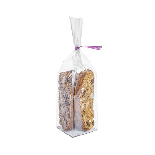 Restaurantware Flat Bottom Heat Seal Sandwich Bags Heat Sealable Food Bags - Gusset Bag with Paper Insert - Clear - 2 x 2 x 8.25 Inch - 100ct Box - Bag Tek