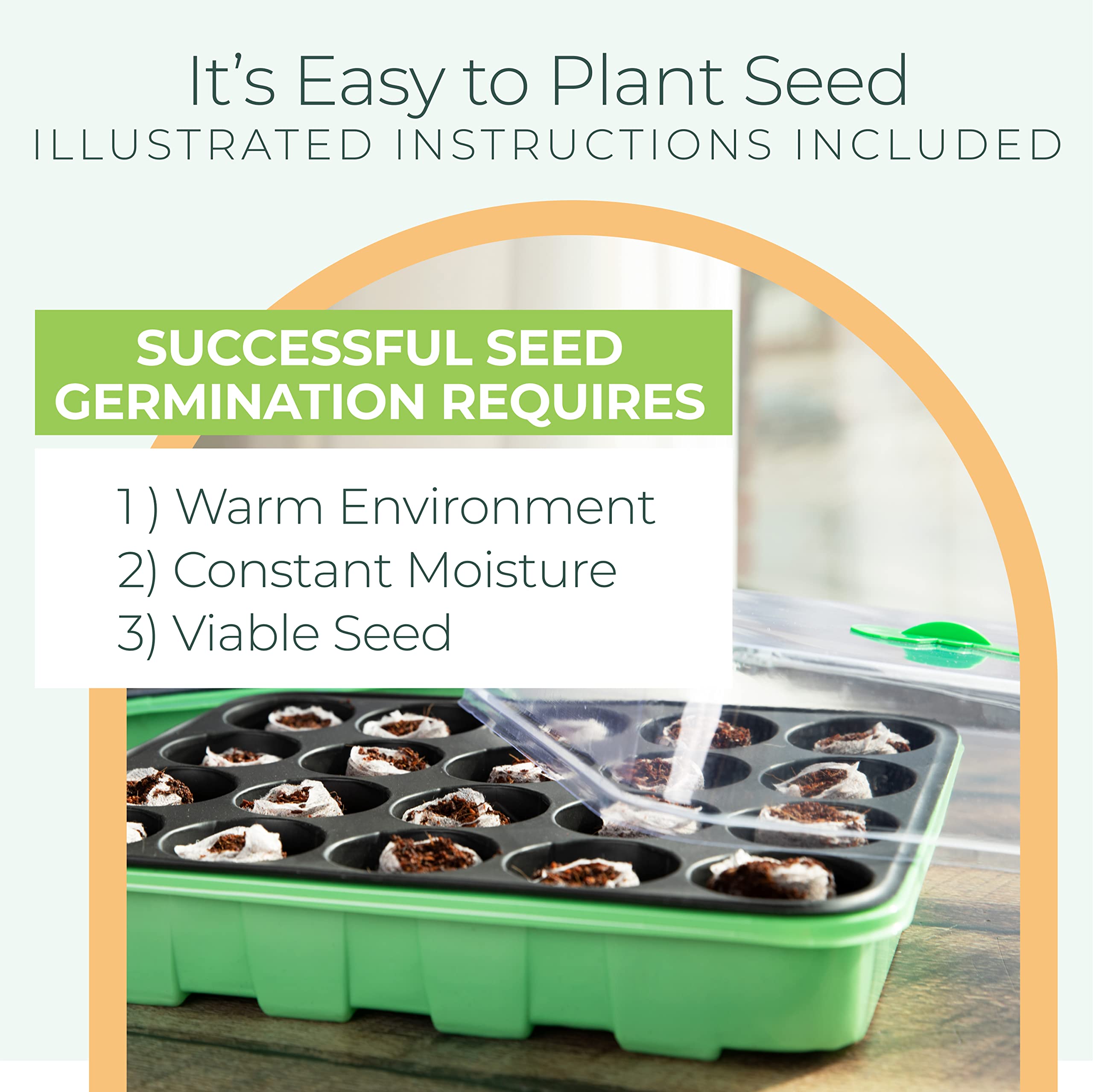 Window Garden 20 Cavity Seed Propagation Kits (2) β Complete with Fiber Soil and Ventilated Greenhouse Trays. Germinate Seeds in a Window or Under Lights for The Garden. Reusable Seedling Starter.
