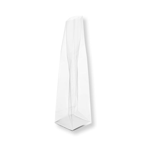 Restaurantware Flat Bottom Heat Seal Sandwich Bags Heat Sealable Food Bags - Gusset Bag with Paper Insert - Clear - 2 x 2 x 8.25 Inch - 100ct Box - Bag Tek