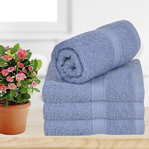 TALVANIA Hand Towels - 100% Cotton Bathroom Towel Set Hotel Spa Quality 600GSM - Super Soft Absorbent - Use for Home Bath Hand Face - 16β X 28β - Set of 4 (Blue)