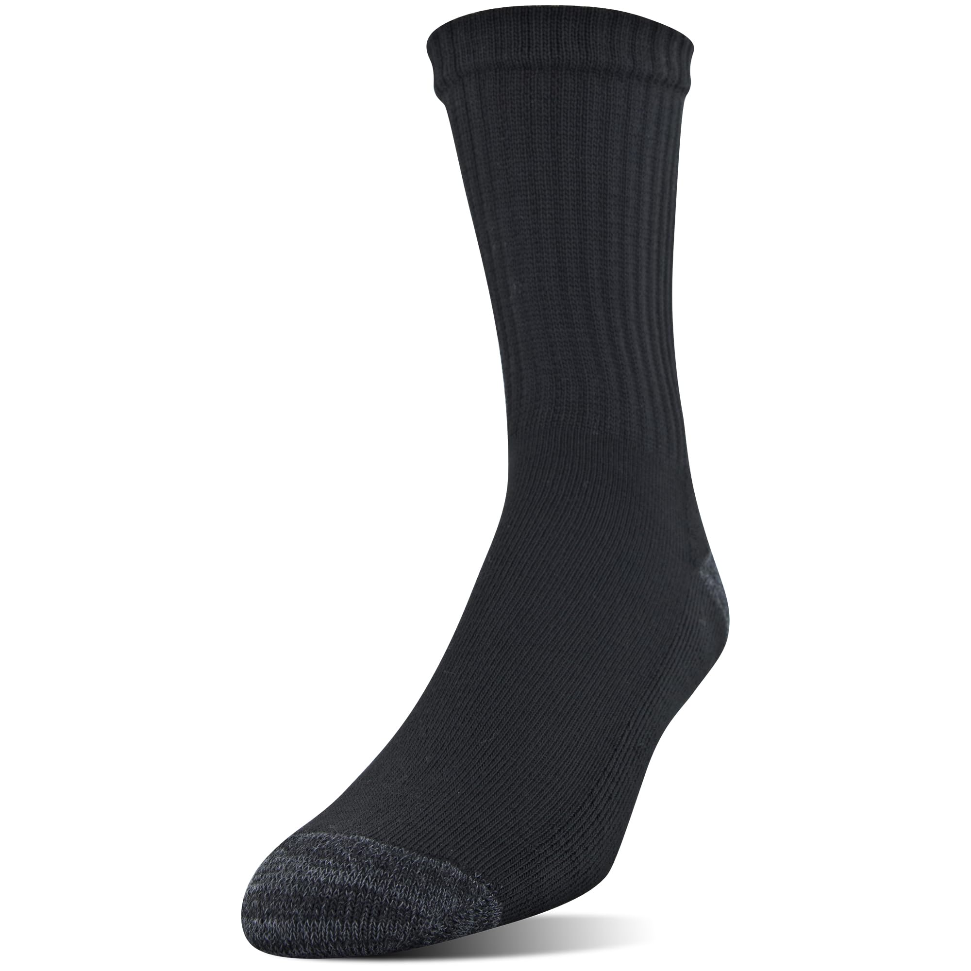 Gildan Men's Polyester Half Cushion Mid-Crew Socks, 12-Pack, Black, Shoe Size: 6-12