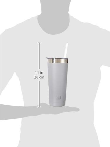 Ello Beacon Vacuum Insulated Stainless Steel Tumbler with Optional Straw, 24 oz, Grey