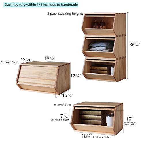 unununu Stackable Solid Hardwood Storage Bin with Lid,Wooden Closet Organizer,Storage box,Space Saving,For the Toy Room,Living Room and Bedroom,Classify by Items,Easily Accessible(1 Pack)
