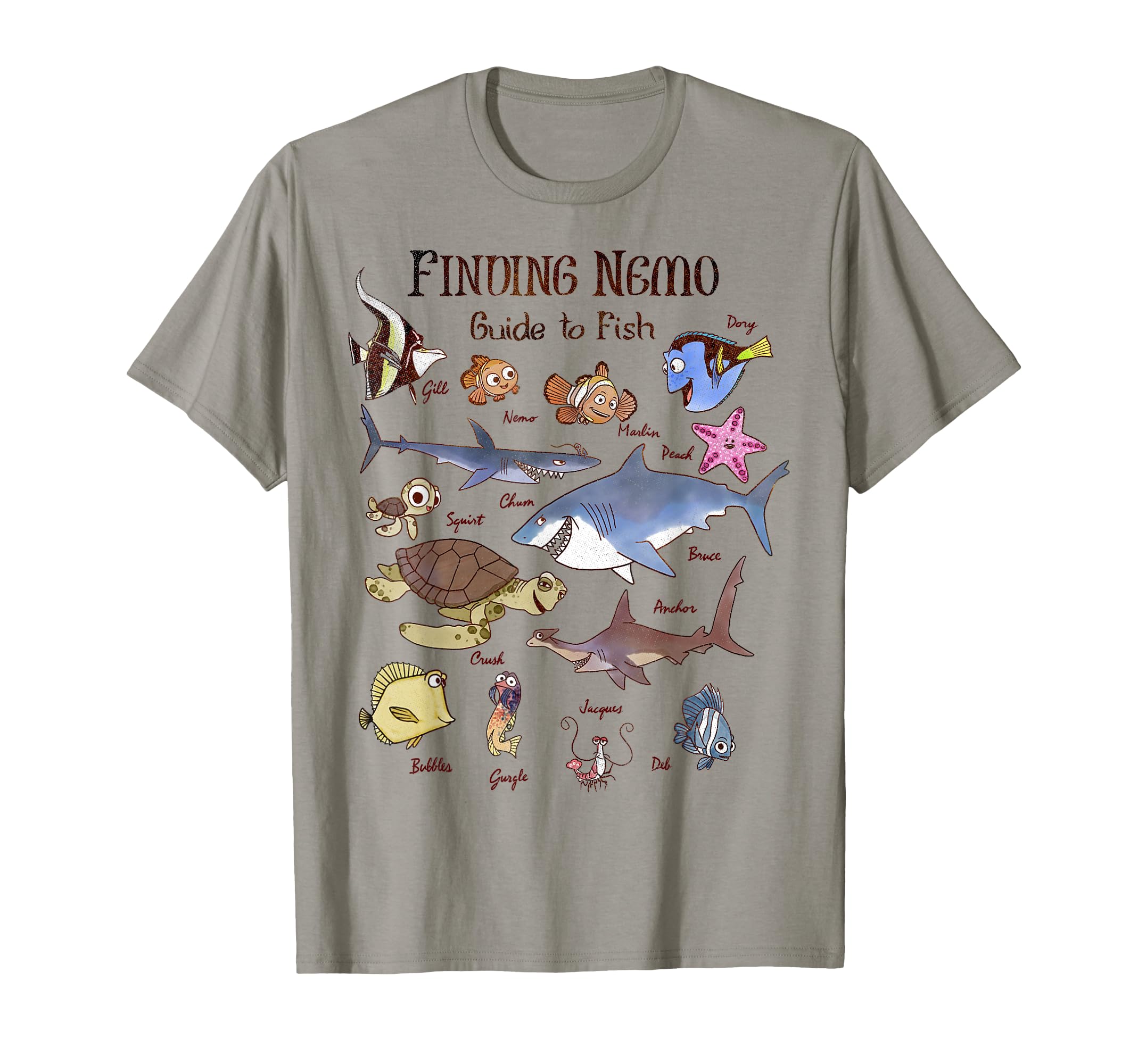 Disney Pixar Finding Nemo Guide To Fish Textbook Sketches T-Shirt