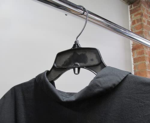 NAHANCO 24400BH Floor Ready Plastic Shirt/Dress Hanger with Black Swivel Hook, Coordinate Loop and Molded Non-Slip Shoulders, 15", Black (Pack of 100)