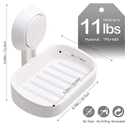 LEVERLOC Shower Caddy Suction Cup Soap Dish Suction Cup One Second Installation NO-Drilling Removable Powerful Suction Shower Caddy Suction Cup Waterproof Organizer - White