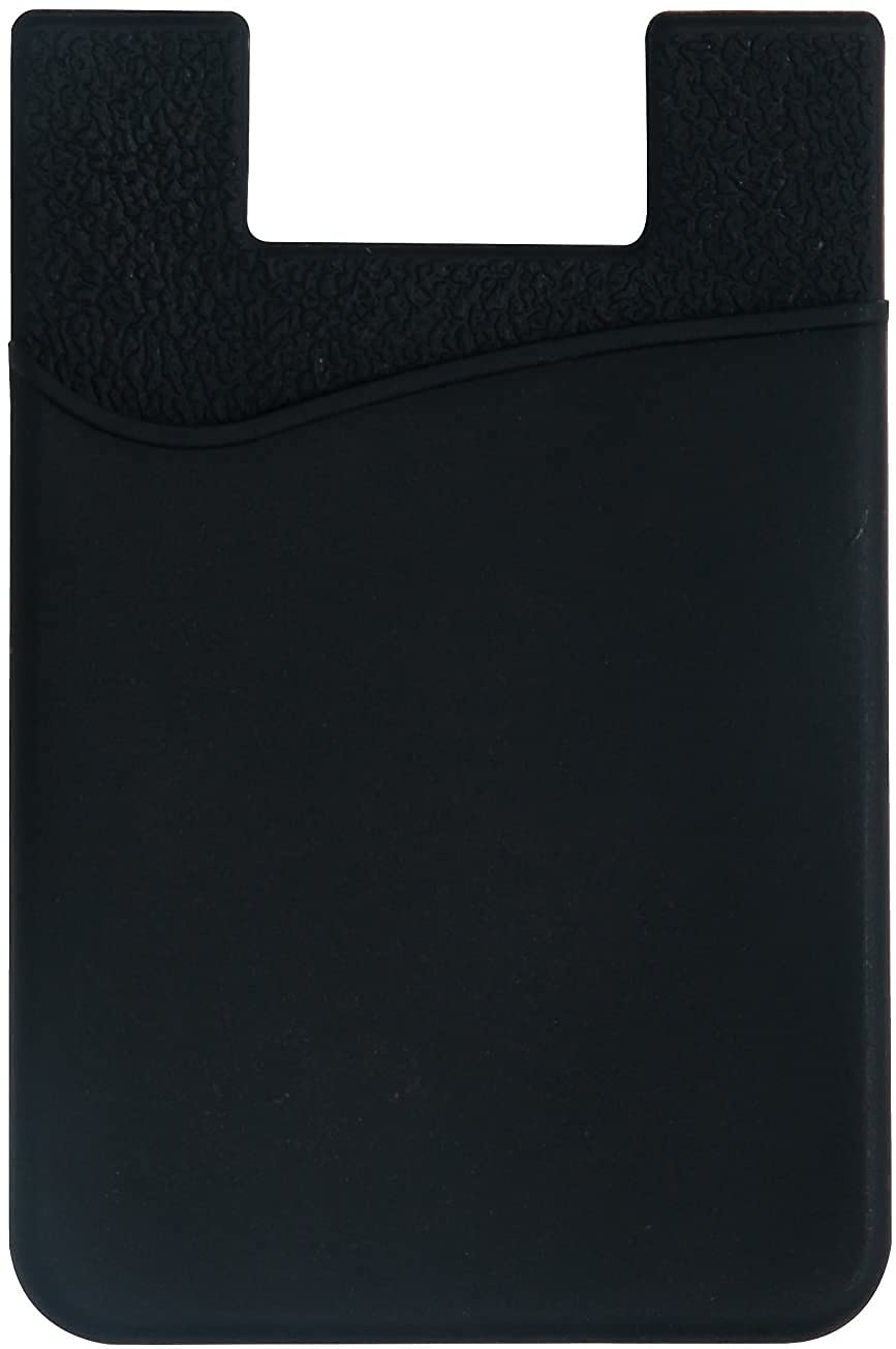 Adhesive Cell Phone Wallet for Back of Phone Case. Silicone Stick On Sleeve for iPhone, Android & Flat Surfaces, Great for Credit Cards, Business Card, Money & ID Card (Black 1 Pack)