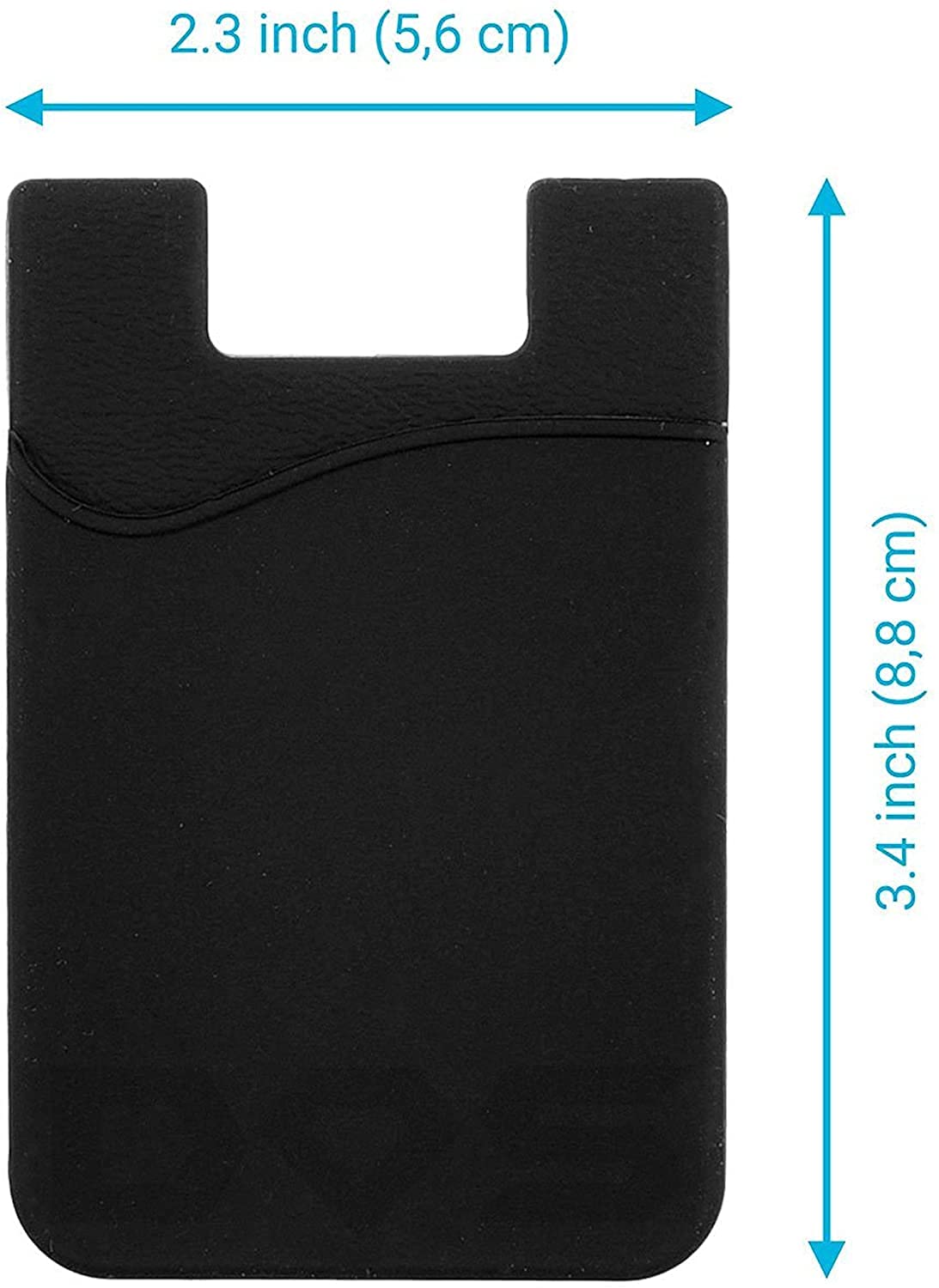 Adhesive Cell Phone Wallet for Back of Phone Case. Silicone Stick On Sleeve for iPhone, Android & Flat Surfaces, Great for Credit Cards, Business Card, Money & ID Card (Black 1 Pack)