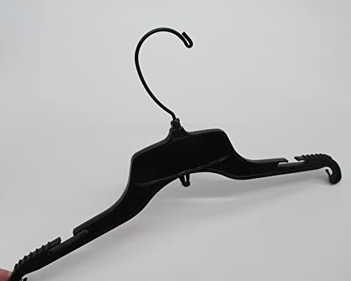 NAHANCO 24400BH Floor Ready Plastic Shirt/Dress Hanger with Black Swivel Hook, Coordinate Loop and Molded Non-Slip Shoulders, 15", Black (Pack of 100)