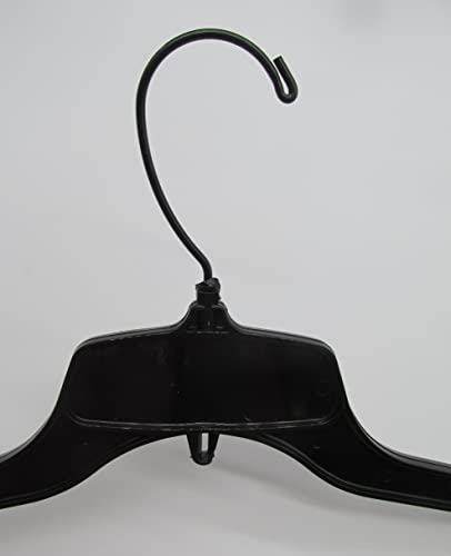 NAHANCO 24400BH Floor Ready Plastic Shirt/Dress Hanger with Black Swivel Hook, Coordinate Loop and Molded Non-Slip Shoulders, 15", Black (Pack of 100)