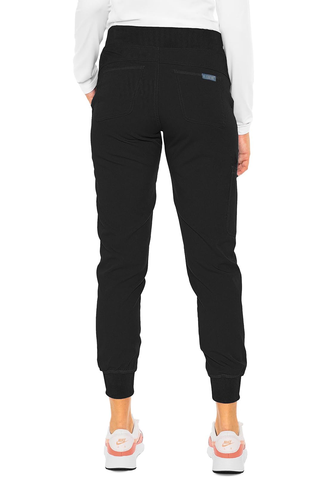 Med Couture Scrub Pants for Women Jogger Pant with 5 Pockets, Lightweight, Ultra Soft, 2-Way Stretch Fabric - MC7710, XL, Black