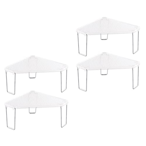 mDesign Plastic/Steel Corner Stackable Rack, Storage Organizer Shelf for Bathroom, Vanity, Countertop, Sink, Cabinet, Holds Makeup, Shower Accessories, Ligne Collection - 4 Pack - Clear