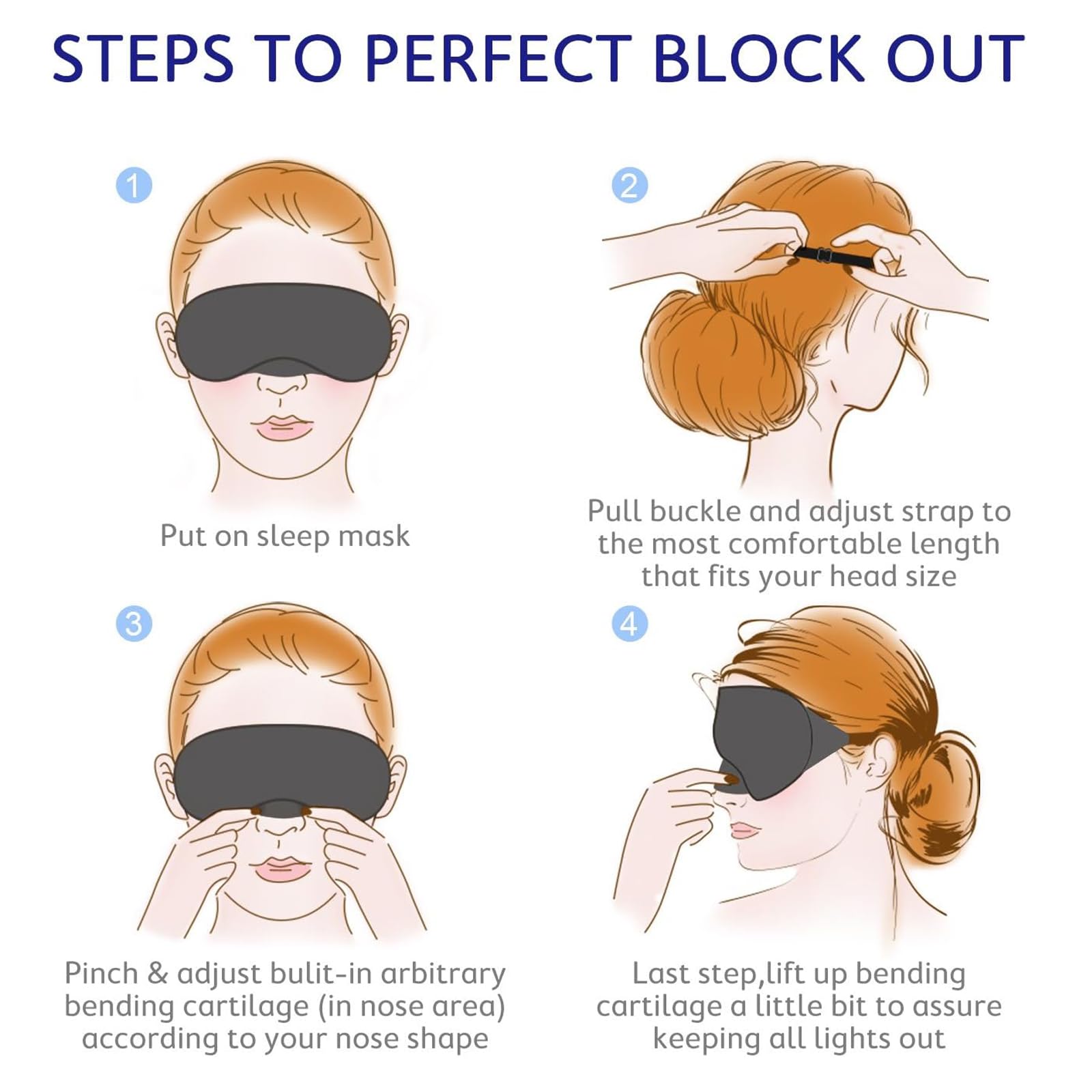 Mavogel Cotton Sleep Mask - Updated Design Light Blocking Sleep Eye Mask, Soft and Comfortable Night Sleeping Mask for Men Women, Eye Blinder for Travel/Sleeping, Includes Travel Pouch, Black