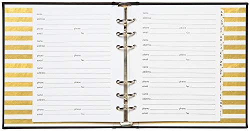 C.R. Gibson Black 'Little Black Book' Refillable 6-Ring Address Book, 440 Entries, 6.5" W x 7.25" L
