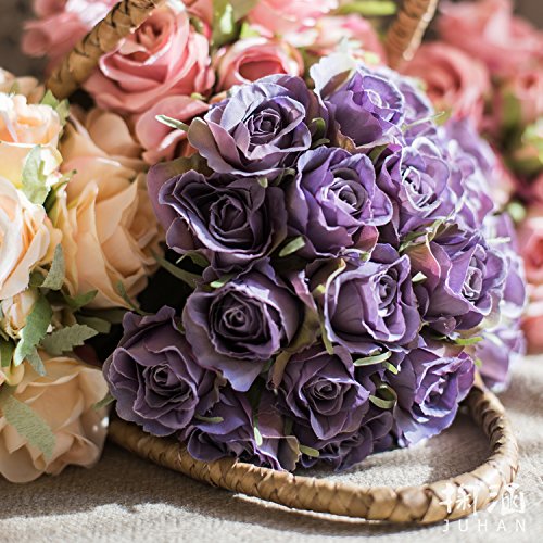 Gentille G Home Collection Rustic Light Pink Purple White Silk Rose Bouquet (Purple)