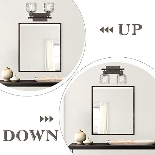 zeyu 2-Light Bathroom Vanity Light, Farmhouse Wall Sconce Lighting with Clear Hammered Glass, Oil Rubbed Bronze Finish, ZJF63B-2W ORB