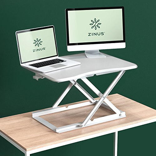 ZINUS Molly 28 Inch Standing Desk with Adjustable Height, Desktop Workstation, Desk Converter, No Assembly, White