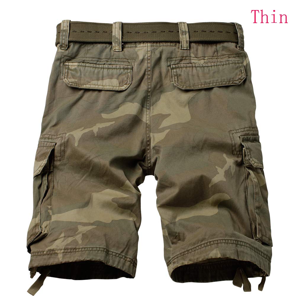 AKARMY Men's Camo Cargo Shorts Outdoor Multi-Pocket Cotton Casual Shorts with No Belt 8062 C34 Retro Camo Thin 40