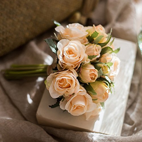 Gentille G Home Collection Rustic Light Pink Purple White Silk Rose Bouquet (Purple)