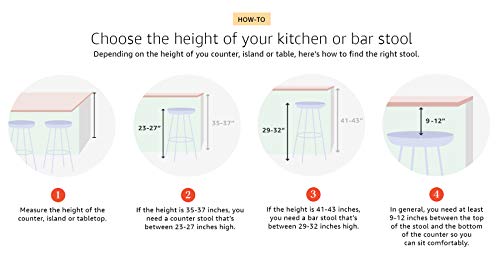Homepop Home Decor | Backless Nailhead Trim Counter Height Bar Stools | 24 Inch Bar Stools | Decorative Home Furniture (Light Gray