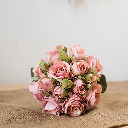 Gentille G Home Collection Rustic Light Pink Purple White Silk Rose Bouquet (Purple)