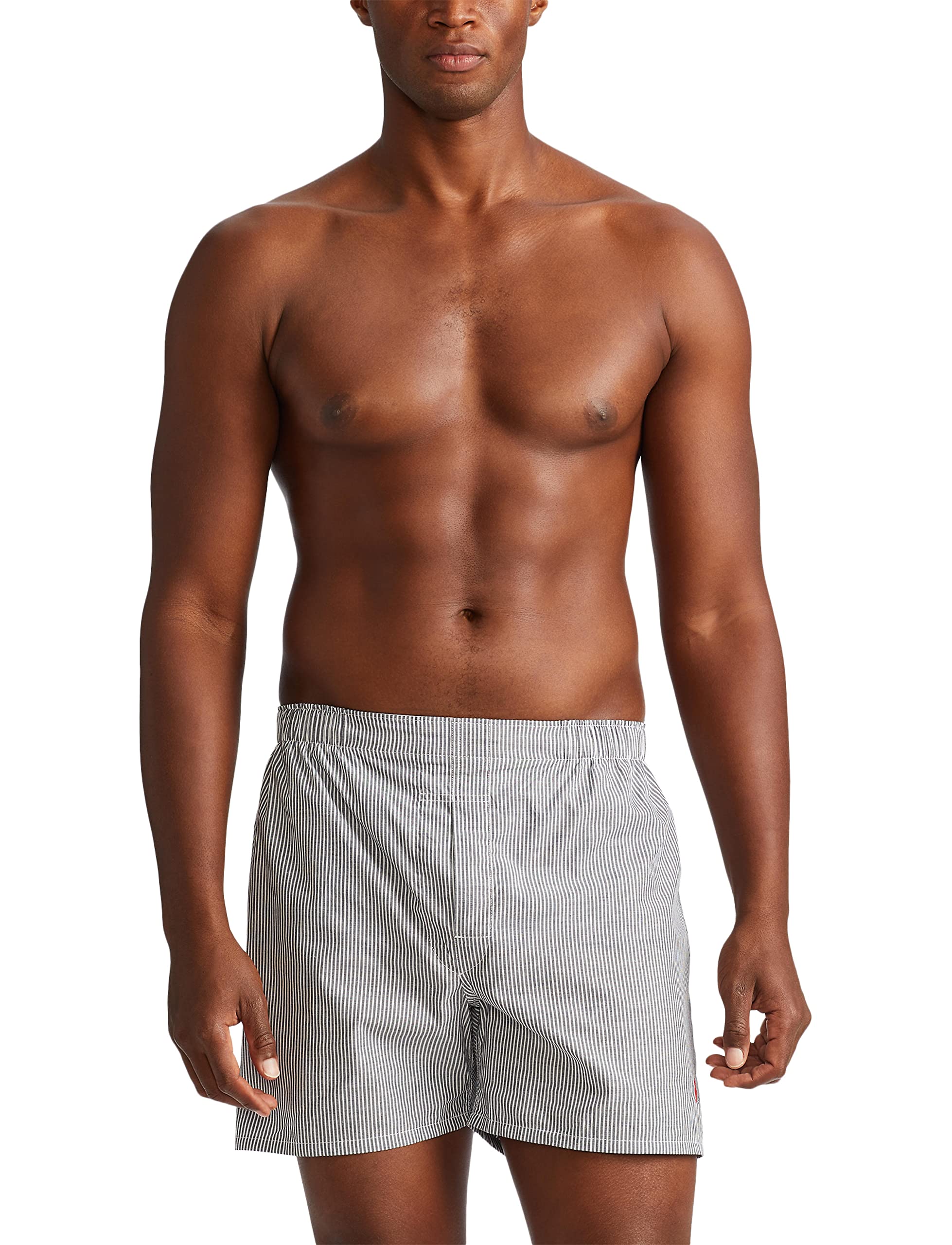 POLO Ralph Lauren Men's Classic Fit Cotton Woven Boxers 3-Pack, Bengal Stripe/Red, Stockton Plaid/Red, Black/Red-3 Pack, Medium