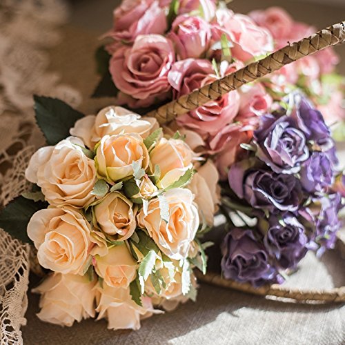 Gentille G Home Collection Rustic Light Pink Purple White Silk Rose Bouquet (Purple)