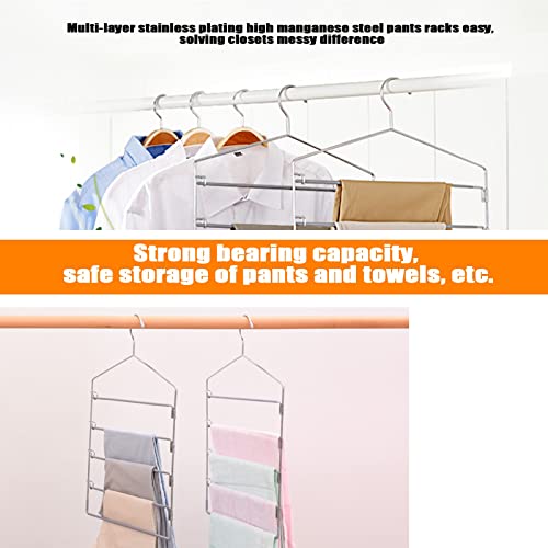 Boddenly Hangers Pants Space Hanger Multiple Saving Organizer Arm Closet Hangers Jeans Pieces Rack Hanger Pants 2 Trousers With Non-Slip Pants Swing Rack in Sink Basket (Silver, One Size)