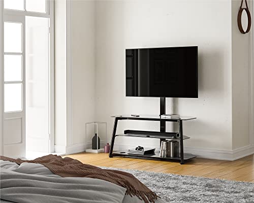 FITUEYES Floor TV Stand Height Adjustable 3-in-1 TV Stand Base Entertainment Stand for 37 to 70 inch Plasma LCD LED Flat or Curved Screen TVs,VESA 600x400mm, Hold up 99lbs