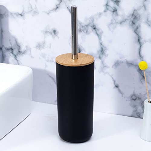6PCS Bathroom Accessories Set - with Toothbrush Holder, Toothbrush Cup, Soap Dispenser, Soap Dish, Toilet Brush Holder, Trash Can Practical Toilet Kit for Home Washing Room (Black)