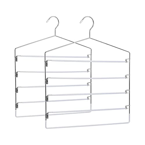 Boddenly Hangers Pants Space Hanger Multiple Saving Organizer Arm Closet Hangers Jeans Pieces Rack Hanger Pants 2 Trousers With Non-Slip Pants Swing Rack in Sink Basket (Silver, One Size)