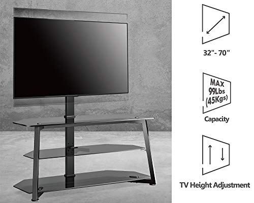 FITUEYES Floor TV Stand Height Adjustable 3-in-1 TV Stand Base Entertainment Stand for 37 to 70 inch Plasma LCD LED Flat or Curved Screen TVs,VESA 600x400mm, Hold up 99lbs