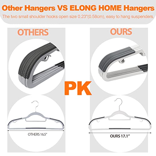 ELONG HOME Plastic Hangers 30 Pack, and 2 Pack 15" Woven Storage Basket, Hand-Knitted Baskets for Organizing
