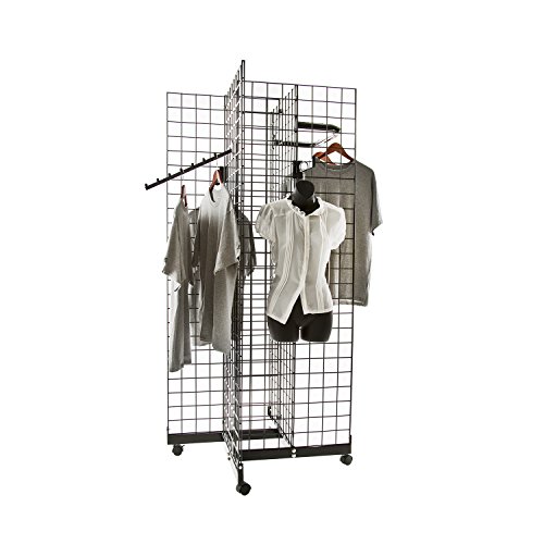 Only Garment Racks #1946B(1) + #1900B(4) + #1904B(12) Black 4-Way Grid Tower Display