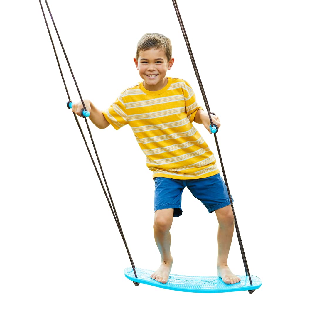 Swurfer Kick Stand Up Tree Swing, Outdoor Swing – Swingset Outdoor for Kids with Adjustable Handles, Outdoor Swing for Kids, Outdoor Play, Weatherproof, Easy Installation, 200 lbs, Ages 6+, Blue
