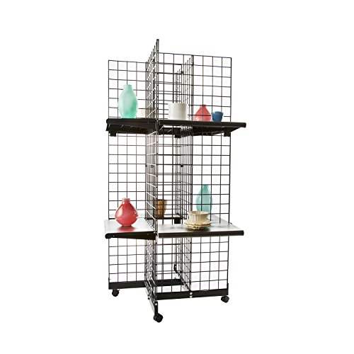 Only Garment Racks #1946B(1) + #1900B(4) + #1904B(12) Black 4-Way Grid Tower Display