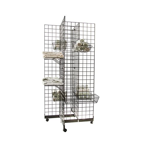 Only Garment Racks #1946B(1) + #1900B(4) + #1904B(12) Black 4-Way Grid Tower Display