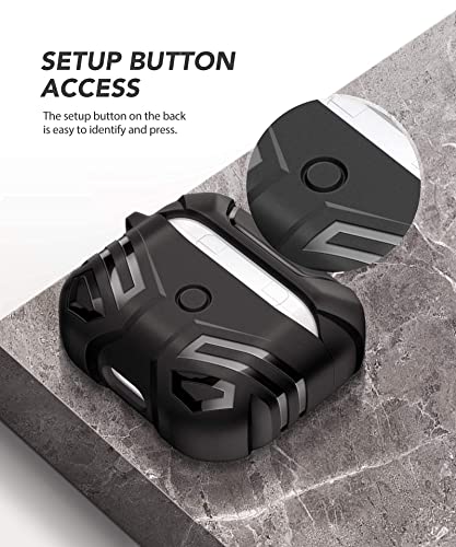 MOBOSI AirPods 3rd Generation Case 2021, Hard Shell Design Full-Body Protective Vanguard Armor Military AirPod 3 Case Cover with Keychain for AirPod Case 3rd Generation Case [LED Visible], Black