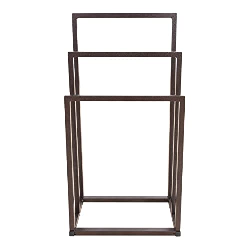 Metal Towel Racks Stand Bathroom freestanding Towel Racks for Bathroom Outdoor Towel Rack Standing Towel Rack 3 Bars Freestanding Drying Shelf Washcloths Holder Bronze