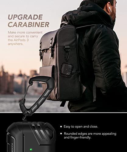 MOBOSI AirPods 3rd Generation Case 2021, Hard Shell Design Full-Body Protective Vanguard Armor Military AirPod 3 Case Cover with Keychain for AirPod Case 3rd Generation Case [LED Visible], Black