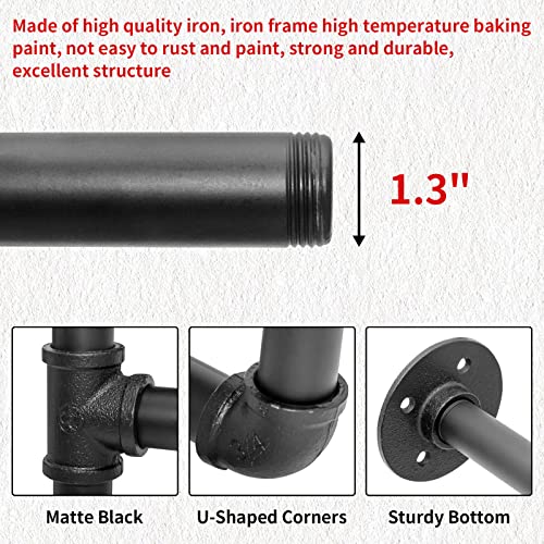 PNBO Wall Mounted Clothes Rack 59 in Length,Industrial Pipe Clothing Rack Wall Mounted Max Load 132Lb,Wall Mounted Garment Rack Space-Saving,Clothes Hanging Rod Bar Multi-Purpose Hanging