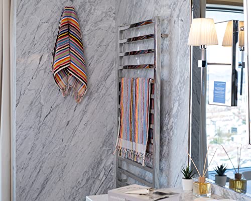 Striped Hand and Bath Towels for Bathroom | Set of 2 Hand Towels | Organic Turkish Cotton | Large Soft Plush Fluffy Absorbent Ribbed Bath Towels (Hand Towel Set, Rainbow)